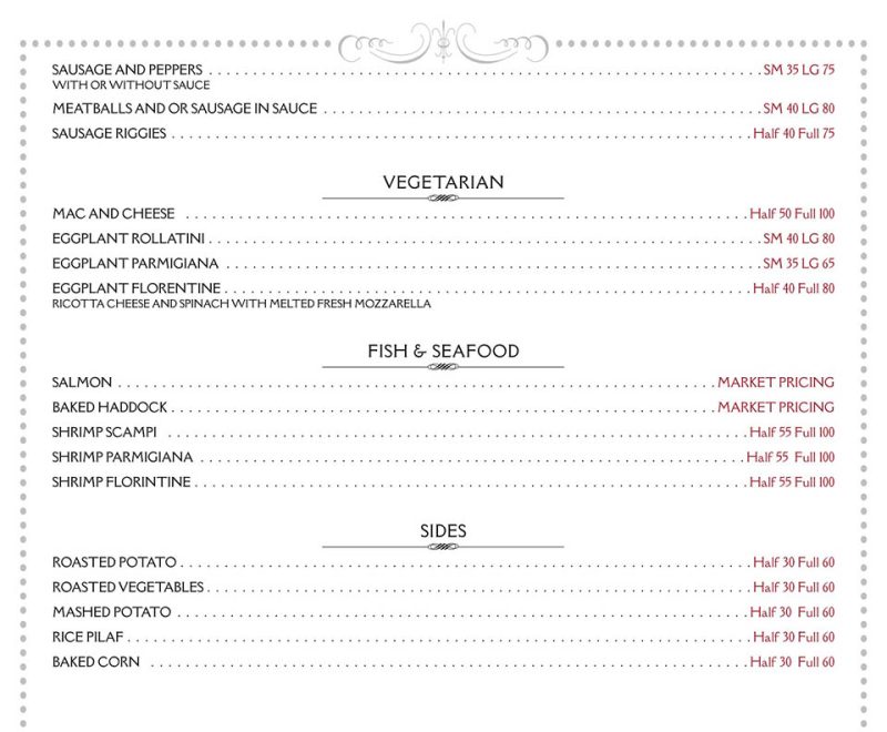 Catering Menus – Track 32 Italian Pub | Restaurant/Bar | Feura Bush ...